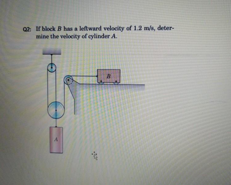 Solved Q2: If block B has a leftward velocity of 1.2 m/s, | Chegg.com