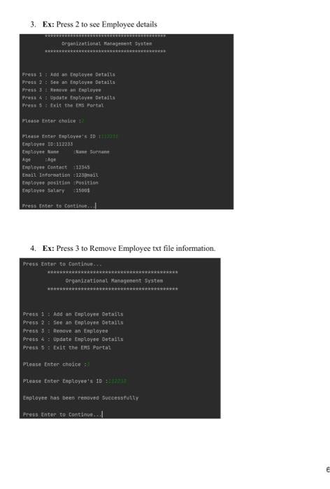 Solved 1. To add an employee 2. Add an exception handler for | Chegg.com