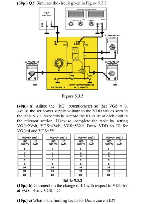 Solved (60p.) Q2) Simulate the circuit given in Figure | Chegg.com