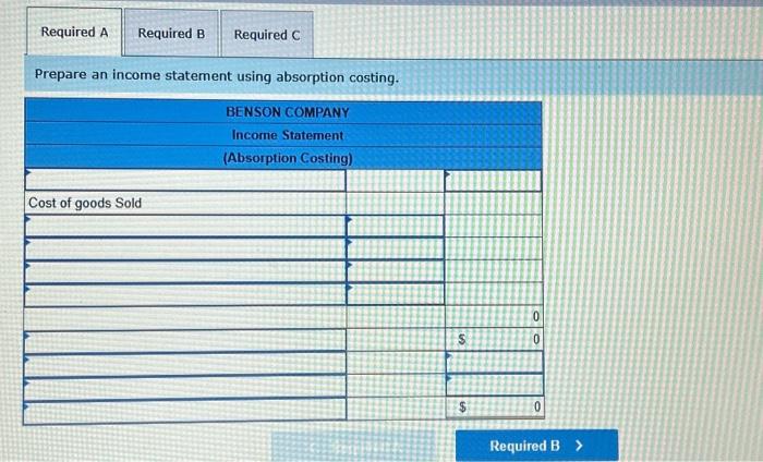 Solved Prepare an income statement using absorption | Chegg.com