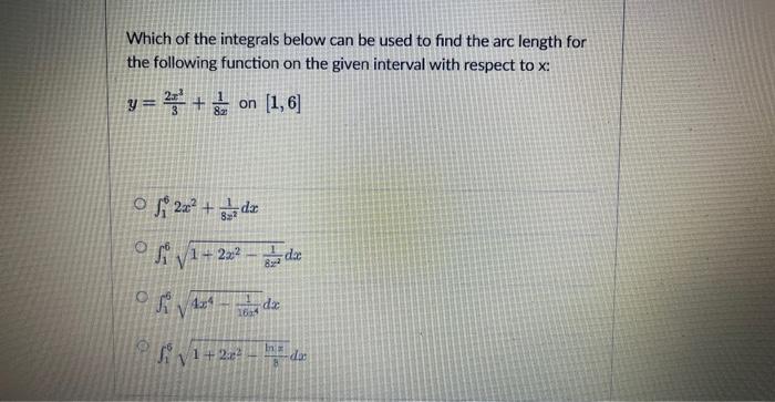 Solved Which of the integrals below can be used to find the | Chegg.com