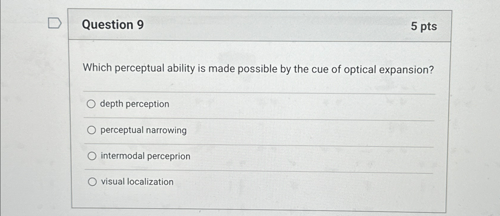 Solved Question 95 ﻿ptsWhich perceptual ability is made | Chegg.com