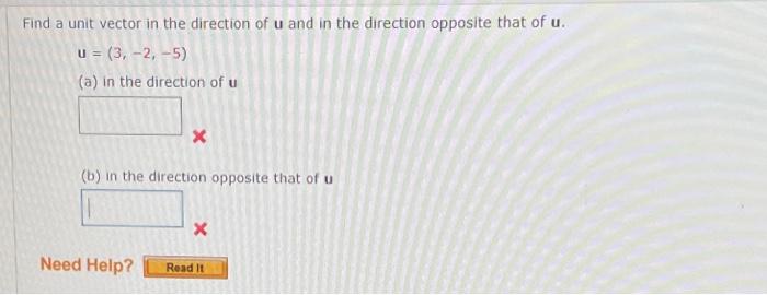 Solved Find a unit vector in the direction of u and in the | Chegg.com