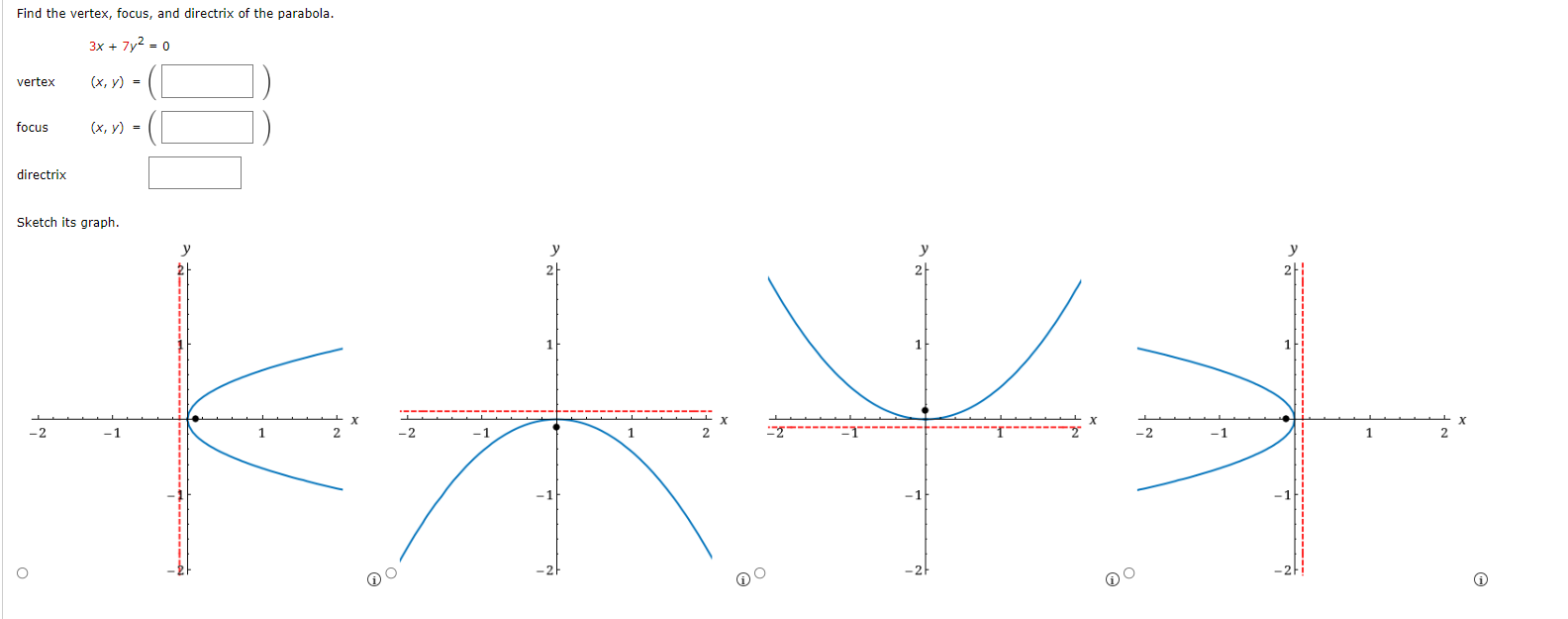 Solved Find the vertex, focus, and directrix of the | Chegg.com