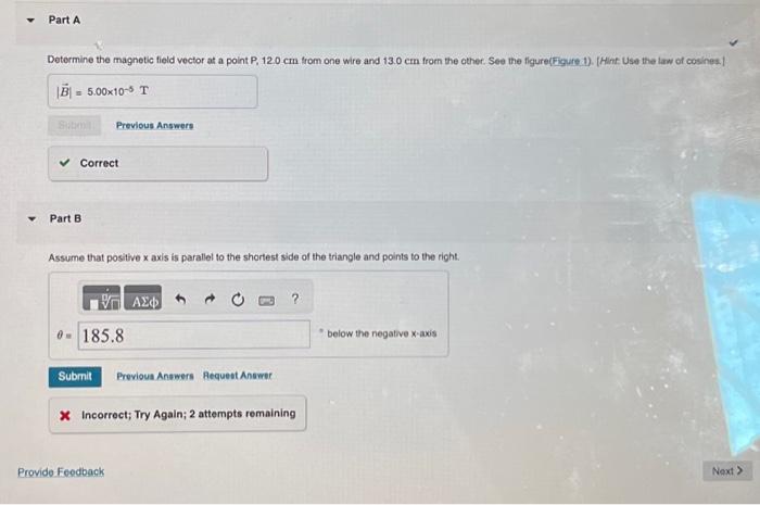 Two long parallel wires 8.20 cm apart carry 16.5 - A | Chegg.com