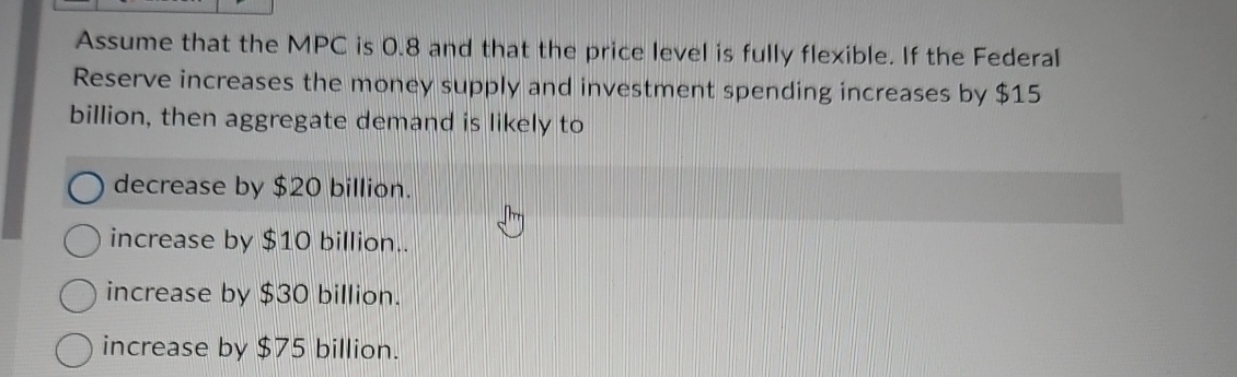 Solved Assume that the MPC is 0.8 ﻿and that the price level | Chegg.com