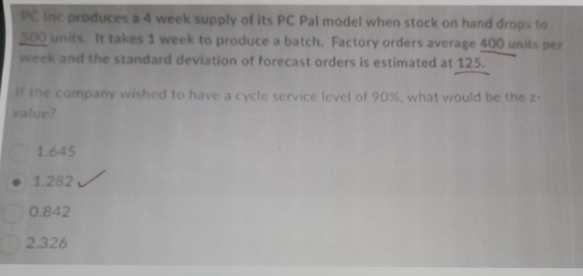 Solved PC Inc produces a 4 week supply of its PC Pal model | Chegg.com
