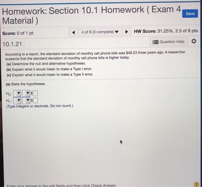 Solved Save Homework: Section 10.1 Homework (Exam 4 | Chegg.com