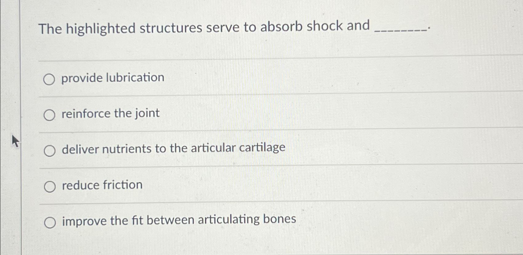 Solved The highlighted structures serve to absorb shock | Chegg.com