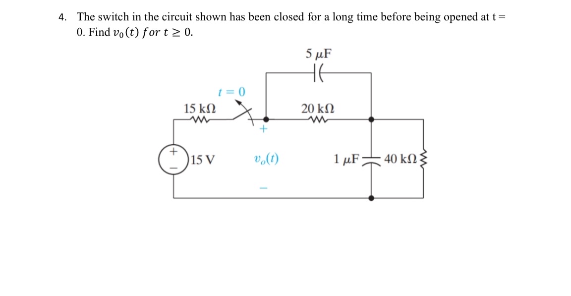 Solved The switch in the circuit shown has been closed for a | Chegg.com