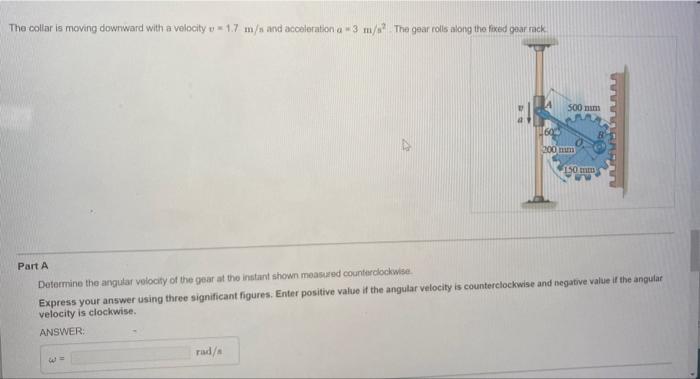 Determine the angular acceleration of the gear at the | Chegg.com