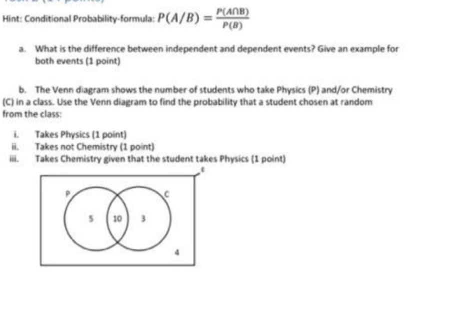 Solved Hint: Conditional Probability-formula: | Chegg.com