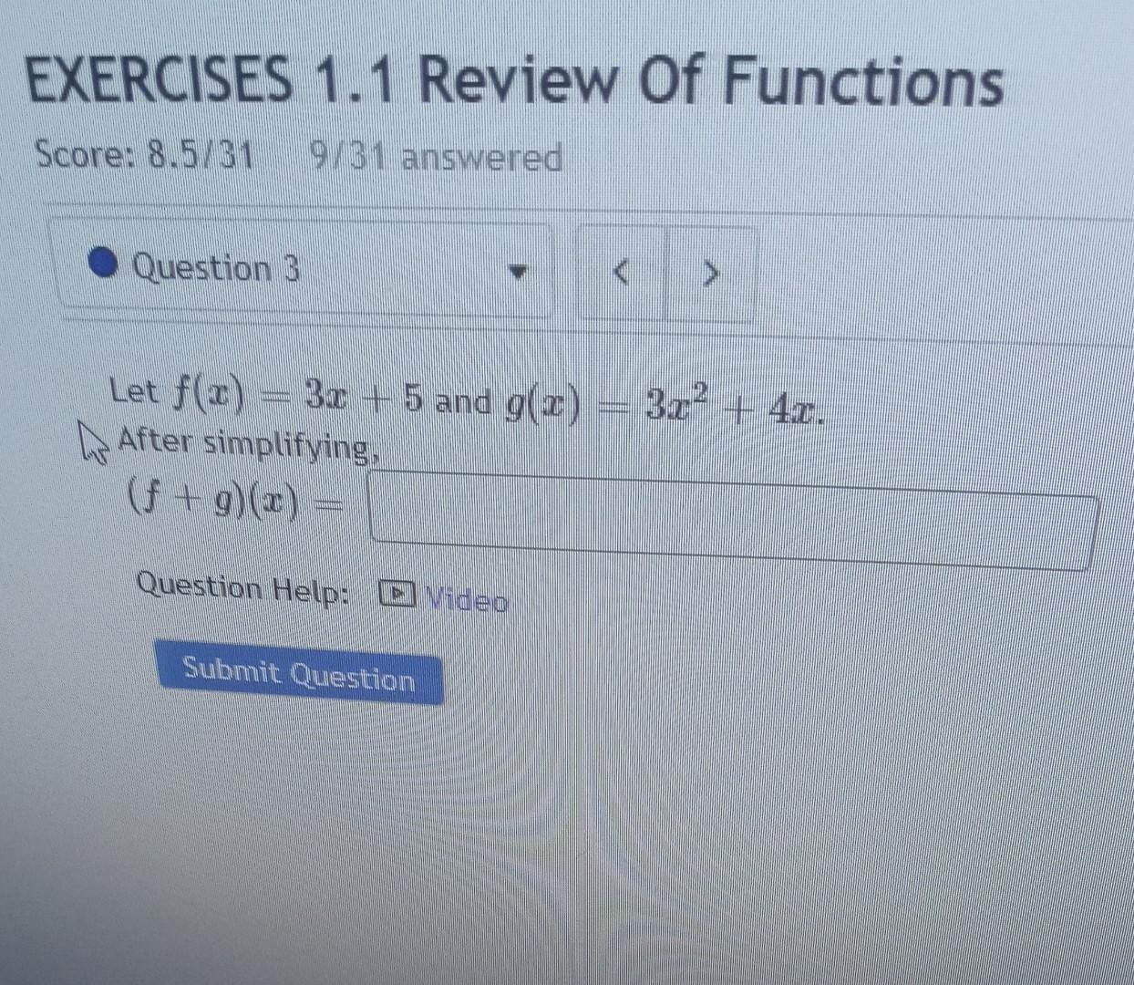 Solved EXERCISES 1.1 Review Of Functions Score: 8.5/31 9/31 | Chegg.com
