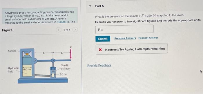 Solved A hydraulic press for compacting powdered samples has | Chegg.com