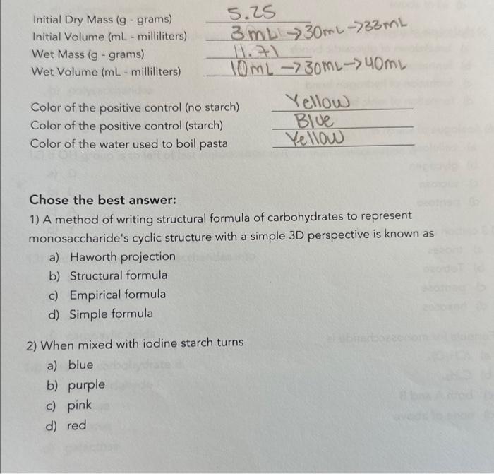Solved Color of the positive control (no starch) Color of | Chegg.com