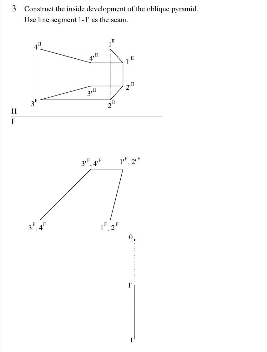 Solved 3 Construct the inside development of the oblique | Chegg.com