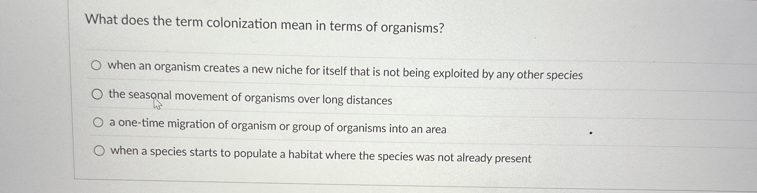 Solved What does the term colonization mean in terms of | Chegg.com