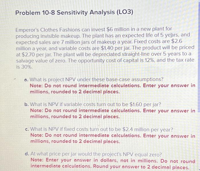 Solved Problem 10-9 Scenario Analysis (LO3) The most likely | Chegg.com