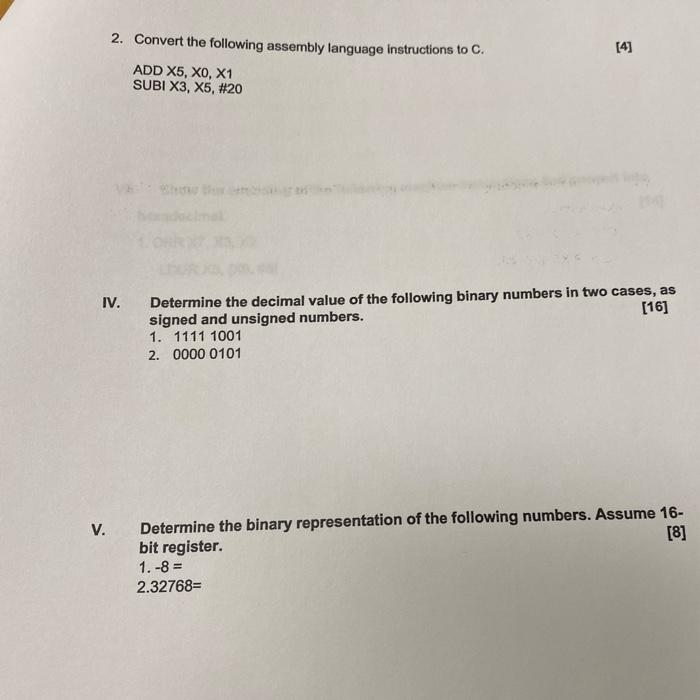 Solved 2. Convert the following assembly language | Chegg.com