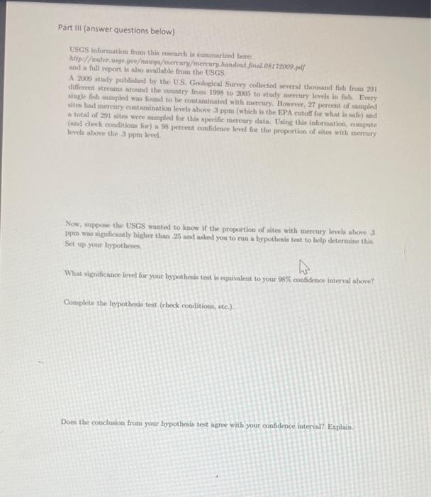 Solved Part III (answer questions below) USGS infomation | Chegg.com
