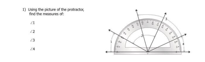 Solved 1) Using the picture of the protractor, find the | Chegg.com