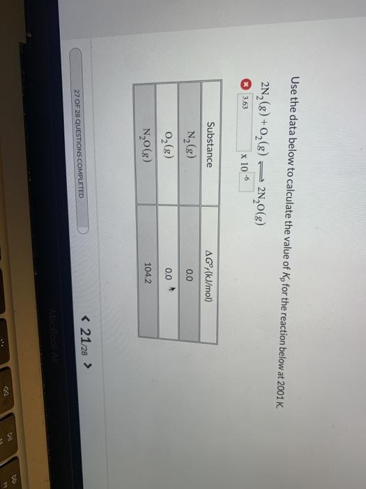 Solved Use the data below to calculate the value of K, for | Chegg.com