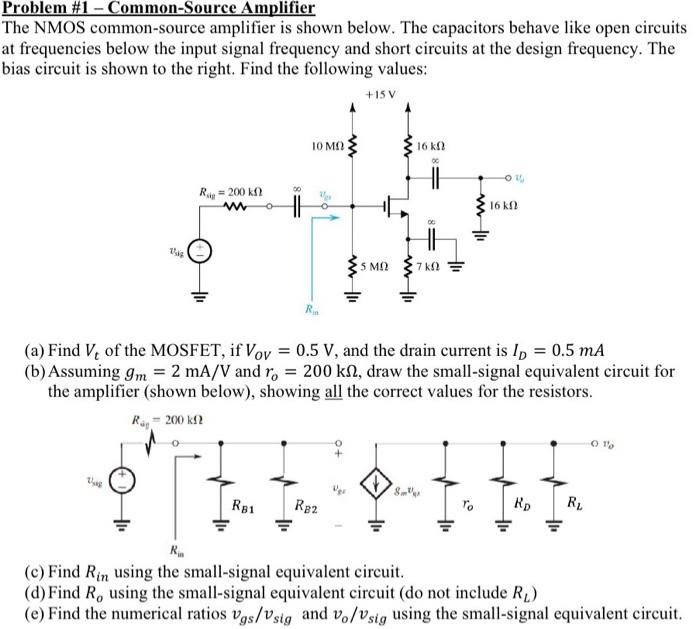 Solved Problem \#1 - Common-Source Amplifier The NMOS | Chegg.com