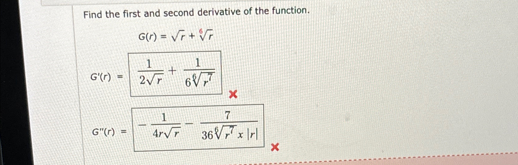 Solved Find the first and second derivative of the | Chegg.com