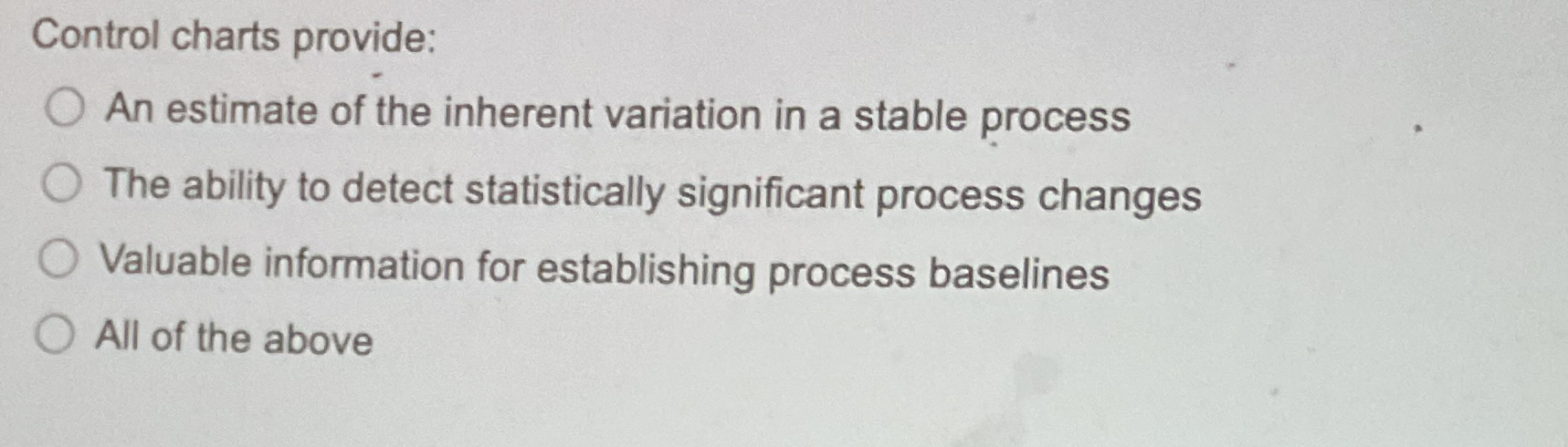 Solved Control charts provide:An estimate of the inherent | Chegg.com
