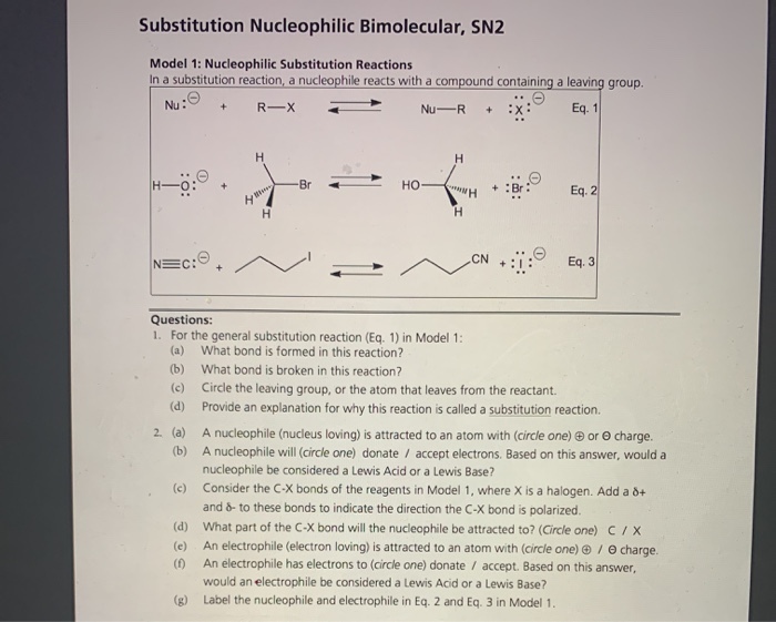 Substitution Nucleophilic Bimolecular, SN2 Model 1: | Chegg.com