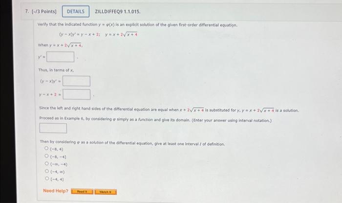 Solved Verify that the indicated function y=φ(x) is an | Chegg.com