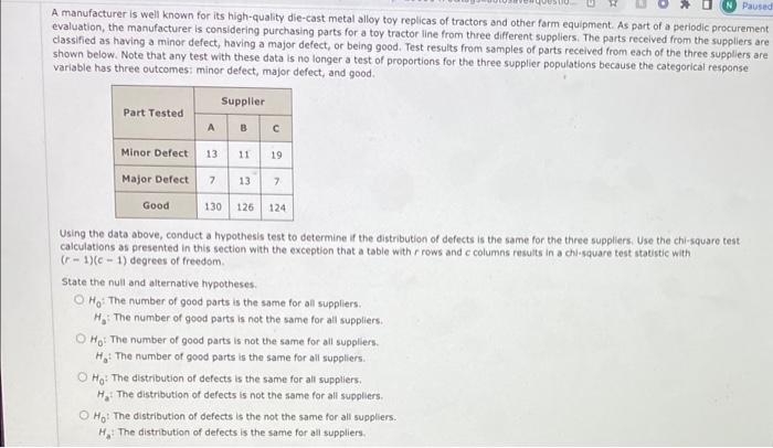 Solved A manufacturer is well known for its high-quality | Chegg.com