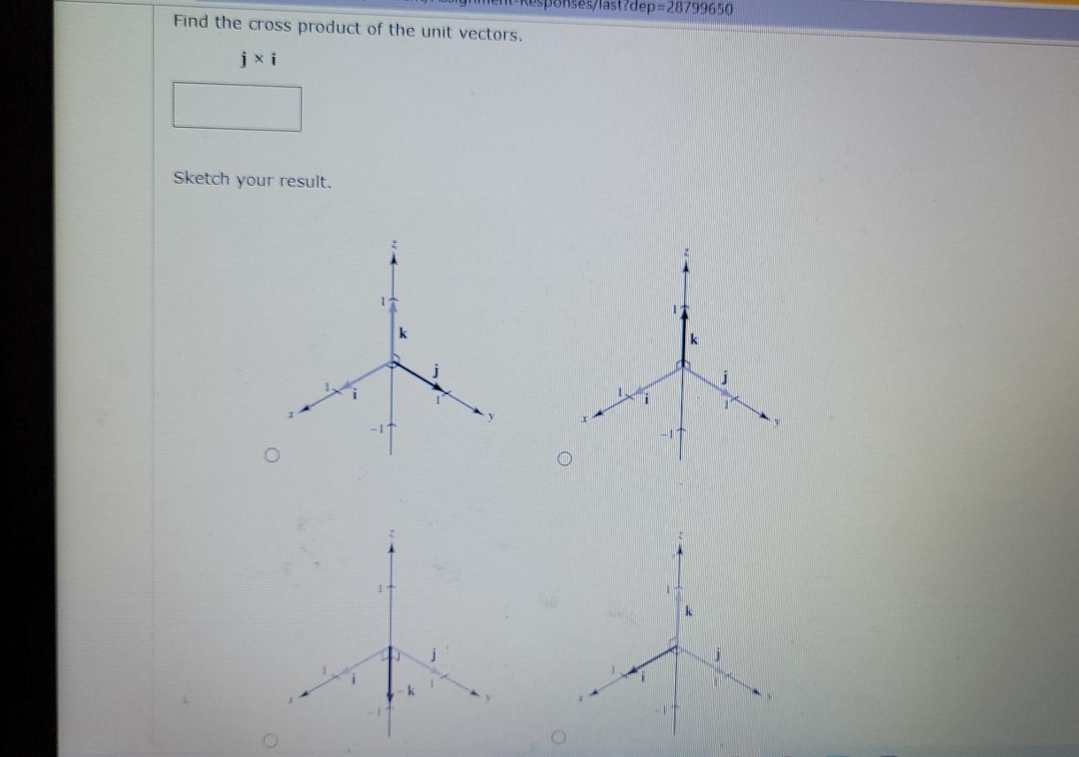 Solved ses/last?dep=28799650 Find the cross product of the | Chegg.com