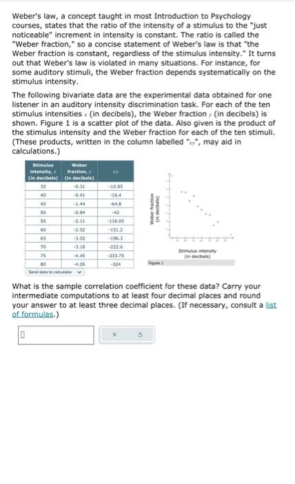 Solved Weber's law, a concept taught in most Introduction to | Chegg.com