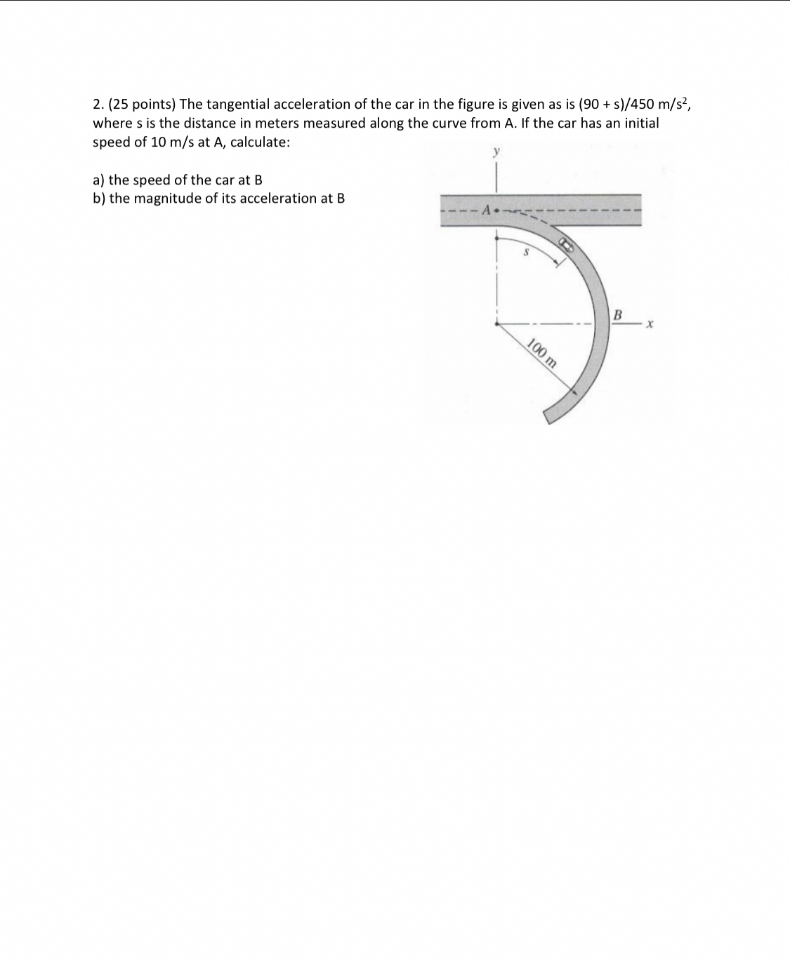 Solved (25 ﻿points) ﻿The tangential acceleration of the car | Chegg.com