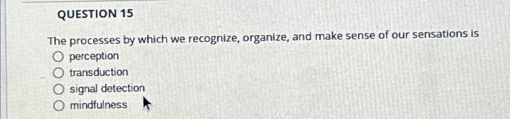 Solved QUESTION 15The processes by which we recognize, | Chegg.com