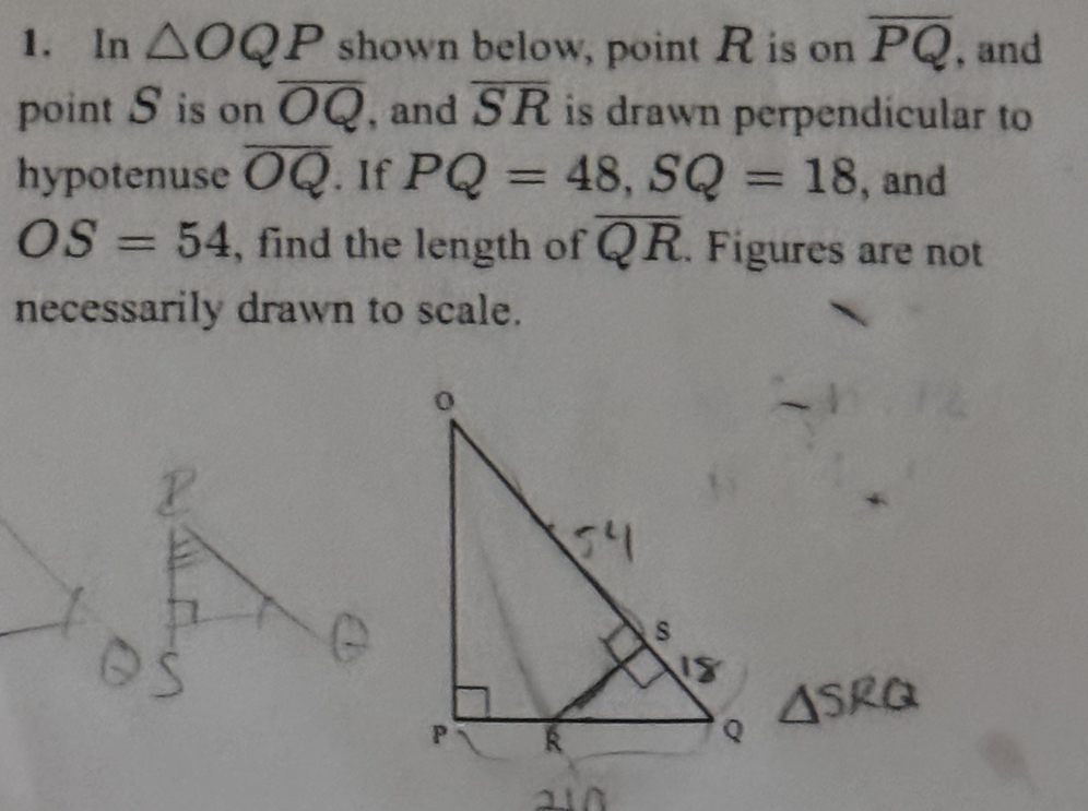 Solved In ????OQP ﻿shown below, point R ﻿is on ?bar (PQ), | Chegg.com