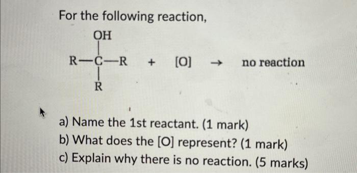 Solved For the following reaction, a) Name the 1st reactant. | Chegg.com