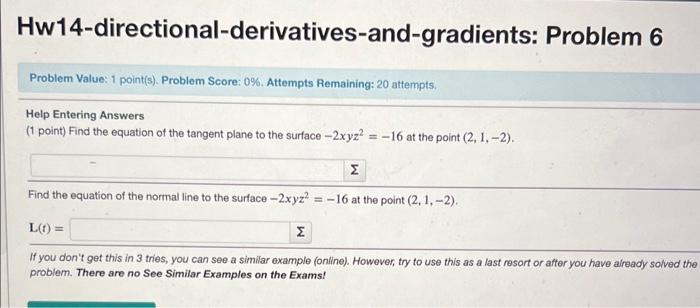 Solved Hw14-directional-derivatives-and-gradients: Problem 6 | Chegg.com