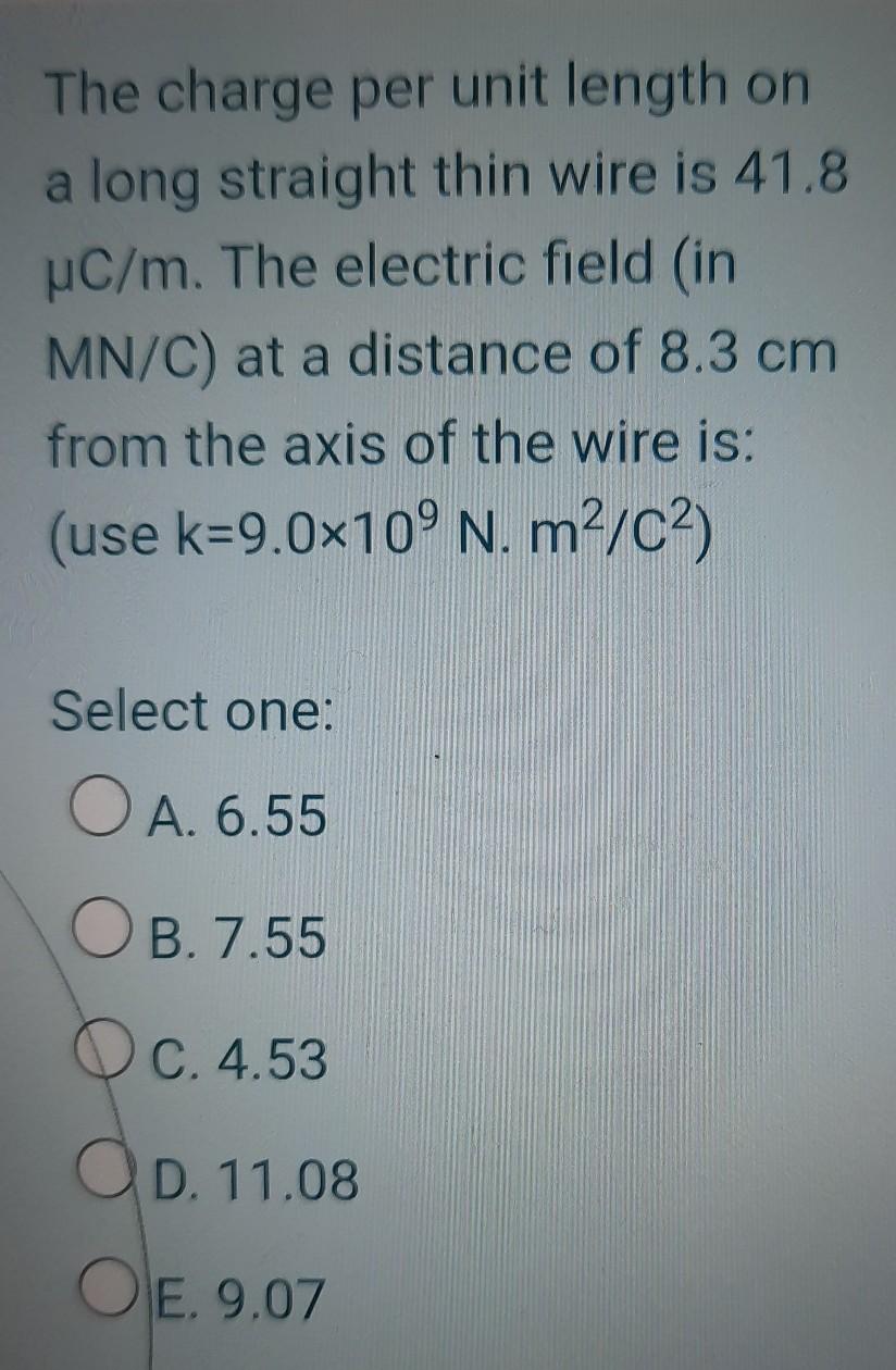 Solved The charge per unit length on a long straight thin | Chegg.com