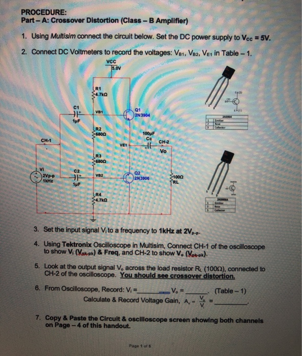 Solved PROCEDURE: Part-A: Crossover Distortion (Class-B | Chegg.com