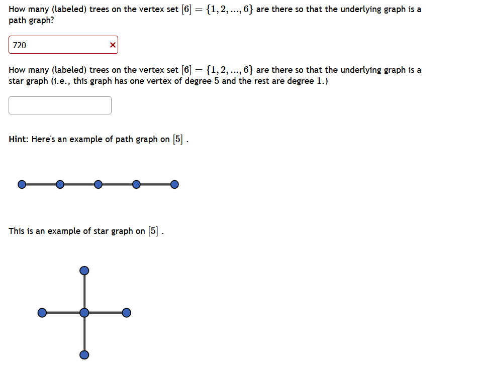 Solved How many (labeled) ﻿trees on the vertex set | Chegg.com