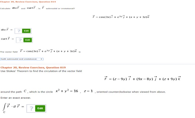 Solved Chapter 20, Review Calculate dive and curiF F | Chegg.com