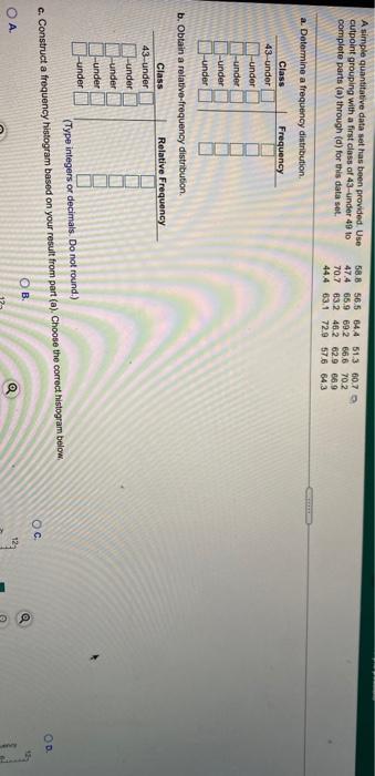 Solved A simple quantitative data set has been provided. Use | Chegg.com