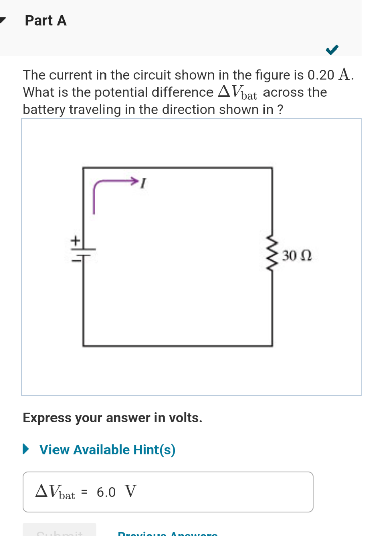 Solved Part AThe current in the circuit shown in the figure | Chegg.com