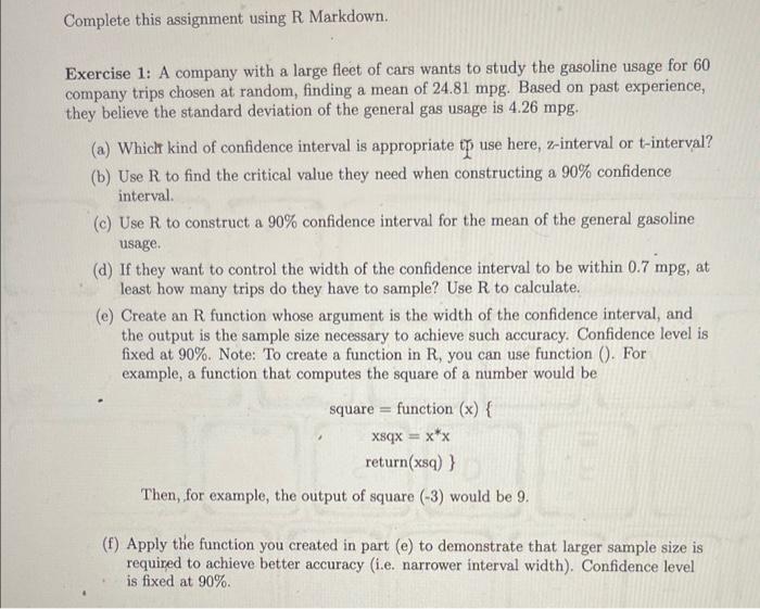 Solved Complete this assignment using R Markdown. Exercise | Chegg.com