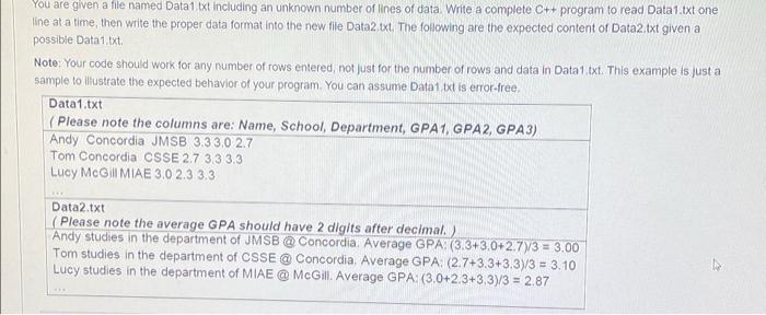 Solved You are given a file named Data1.txt including an | Chegg.com