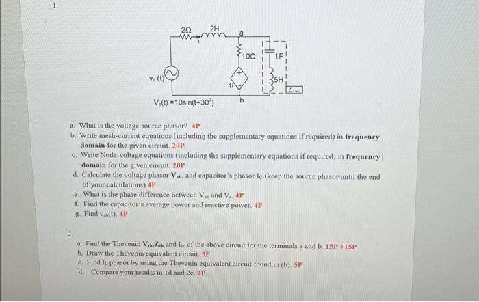 Solved a. What is the voltage source phason? 4P b. Write | Chegg.com