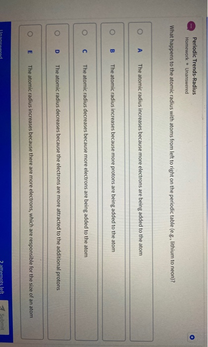 Solved Periodic Trends-Radius Homework • Unanswered What | Chegg.com