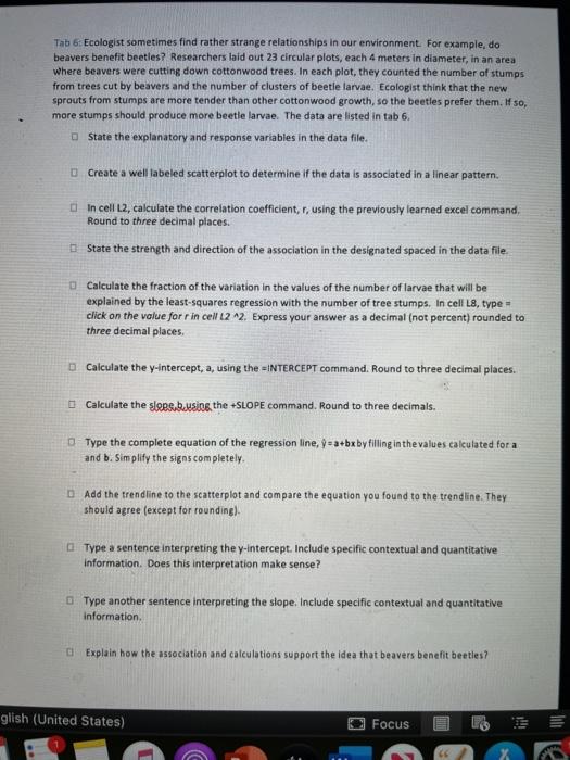 Solved Tab 6 Ecologist sometimes find rather strange | Chegg.com